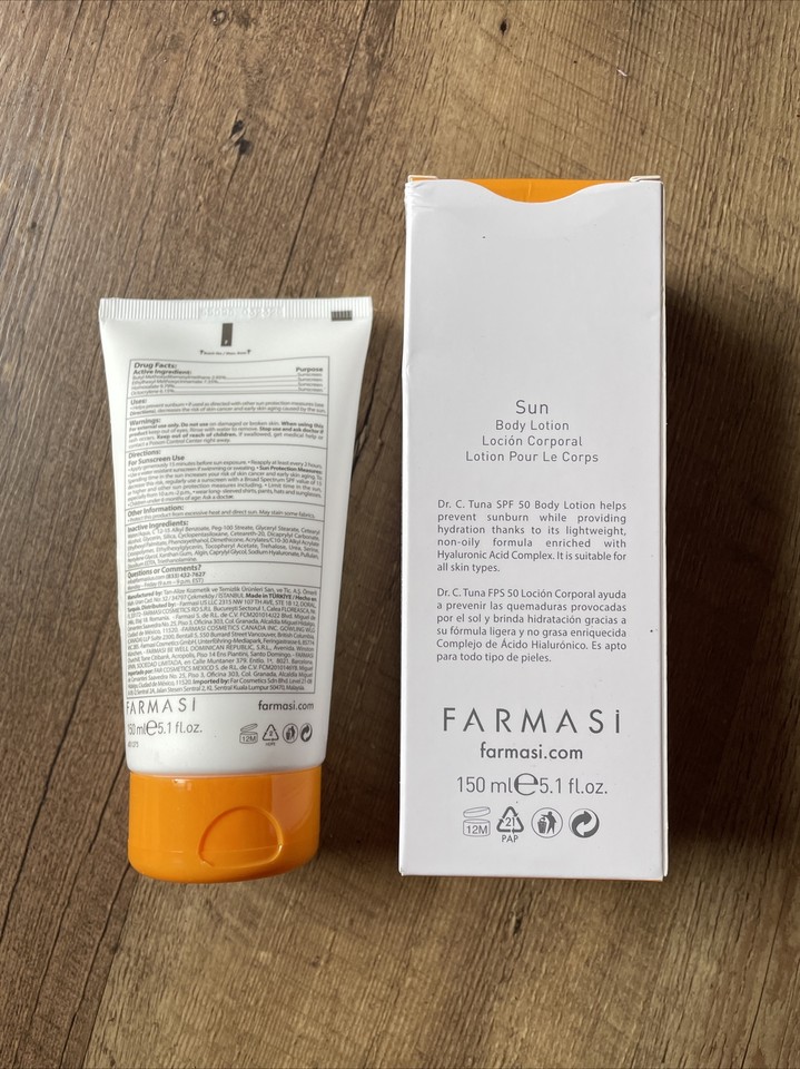 Farmasi Dr C Tuna SUN ☀️50 SPF Body Lotion 150ml / 5.1 fl oz Locion ...