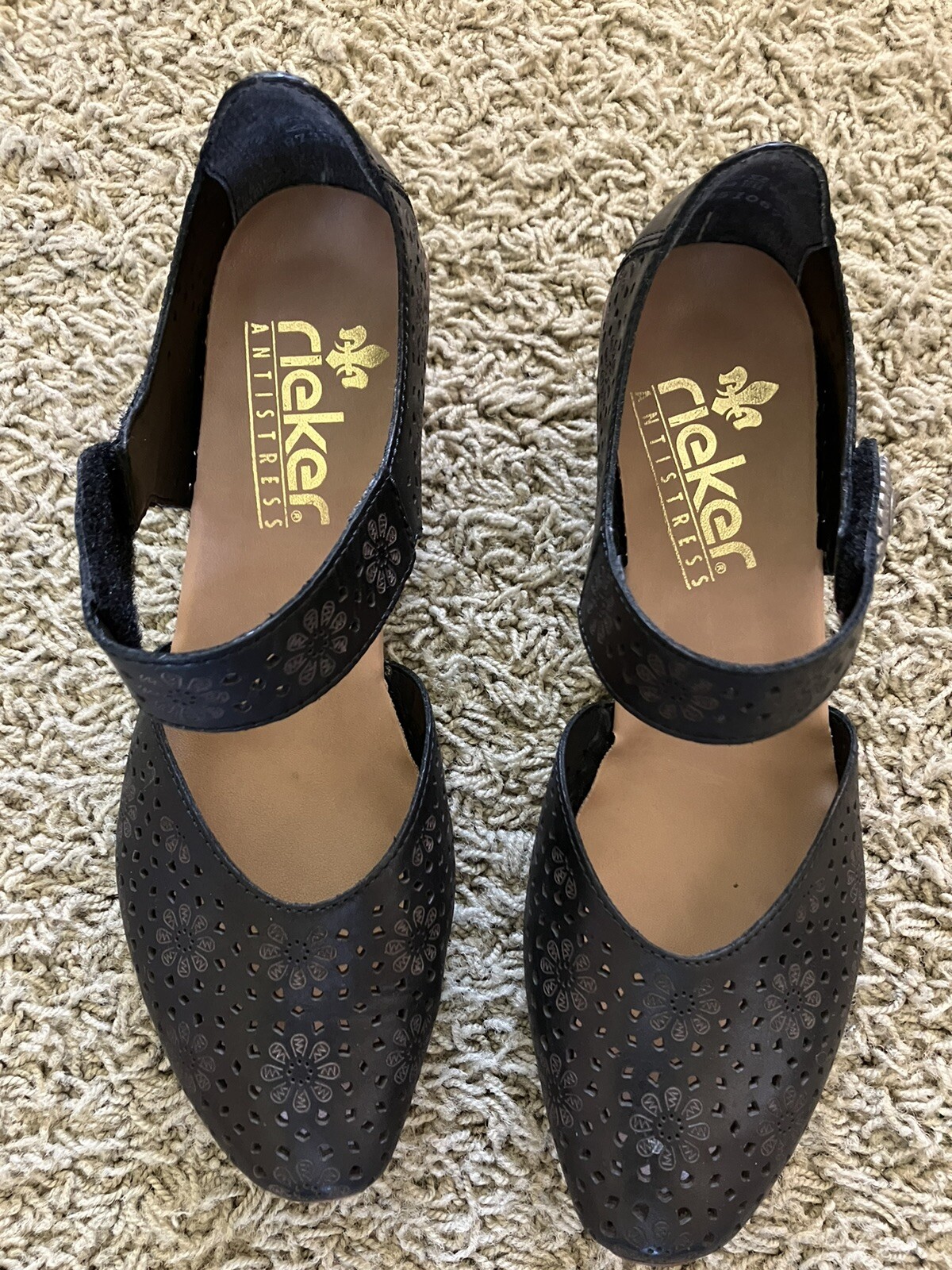 RIEKER ANTISTRESS SHOES 38 WOMENS 7 MARY JANE BLACK L… - Gem