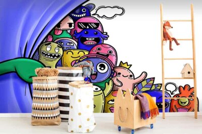 3D Monster Graffiti Wallpaper Wall Mural Removable Self-adhesive ...