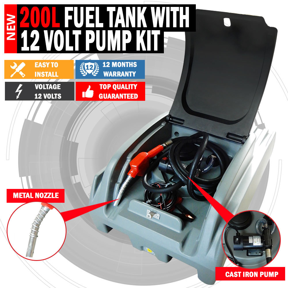 Xtreme 200 Litre Diesel Fuel Pod Tank 12/ 40lpm Pump Kit Lockable Lid ...