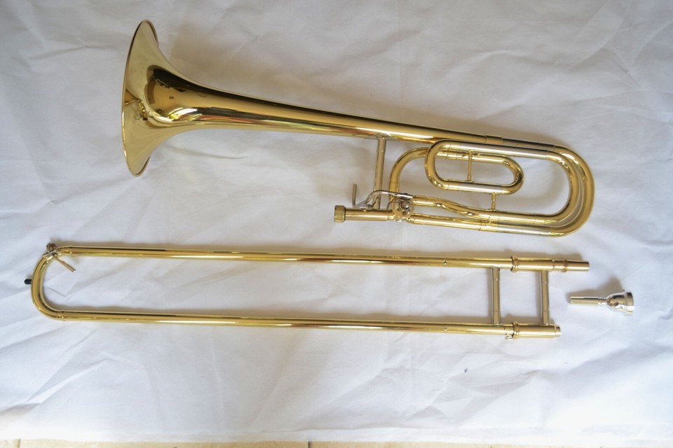 Funion Bass Tuning Trombone Kit Bb/F Key Yellow Brass Body Gold Lacquer ...
