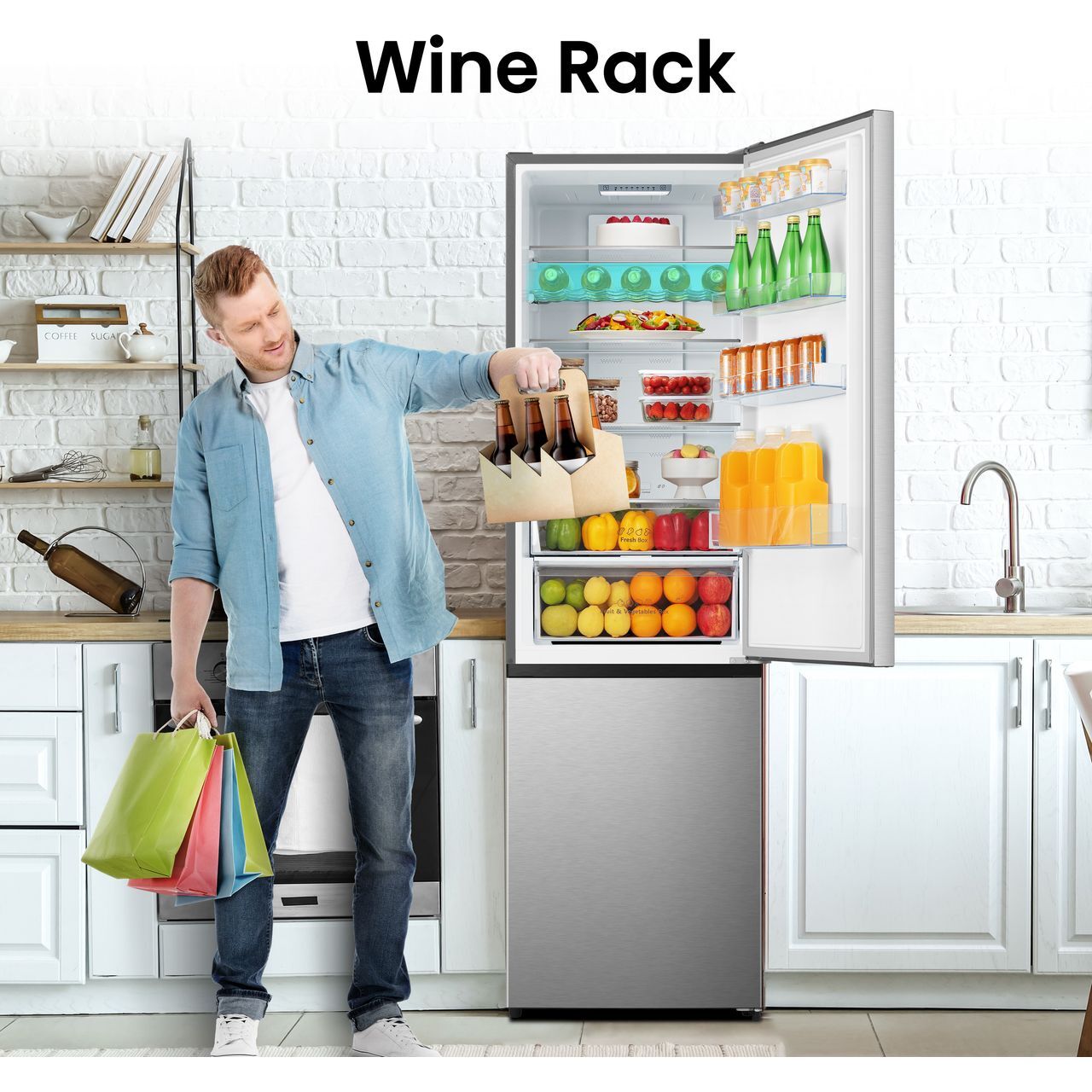 Hisense RB435N4BCE E 60cm Free Standing Fridge Freezer 70/30 Frost Free ...