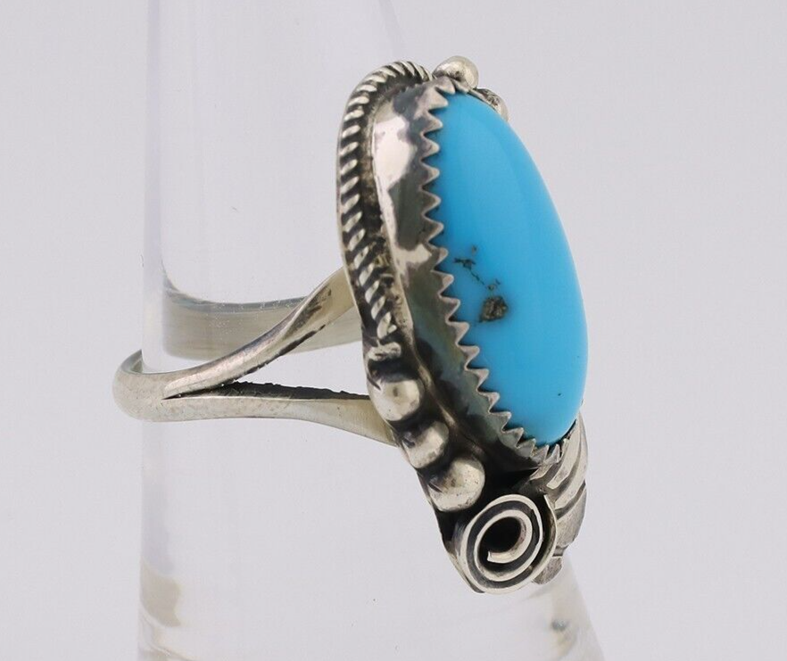 Navajo Ring 925 Silver Sleeping Beauty Turquoise Signed Justin Morris C ...