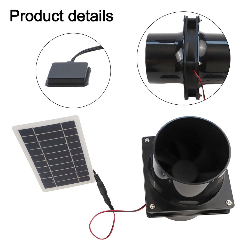 Efficient Airflow 12V Ventilation Fan Round Duct Fan Solar Exhaust Fan ...