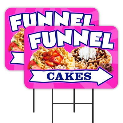Funnel Cakes 2 Pack Double-Sided Yard Signs 16" x 24" with Metal Stakes ...