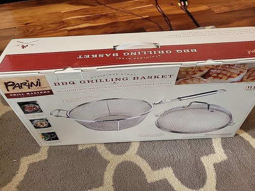 NEW Parini Stainless Steel BBQ Grilling Basket With Locking Lid 11.5 ...