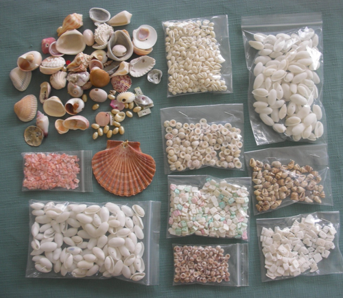 VTG MINI TINY BEADS NATURAL SEASHELLS MOP ALL W/HOLES CRAFTS JEWELRY ...