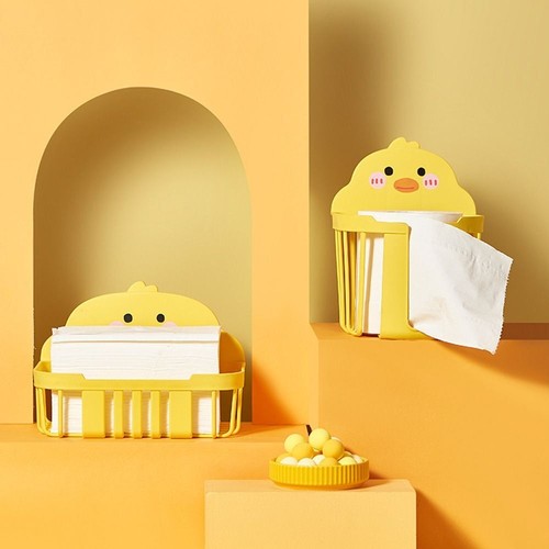 Wall-Mounted Paper Holder Cute Duck Storage Dispenser Tissue Box ...
