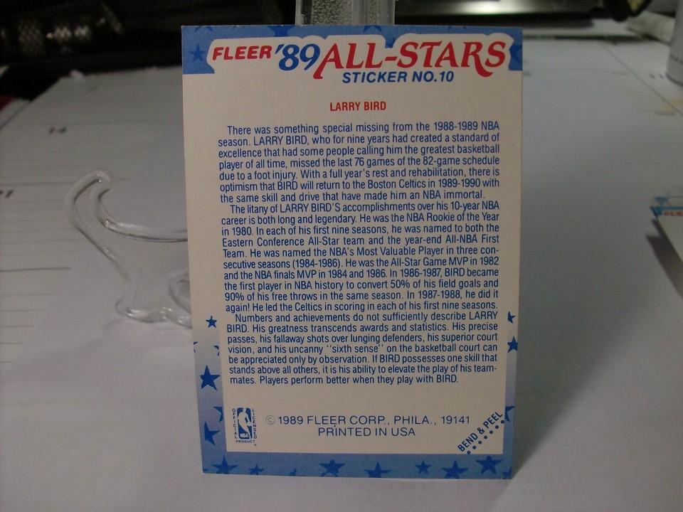 1989-90 Fleer Stickers #10 - Larry Bird - Boston Celtics 89-035 | eBay