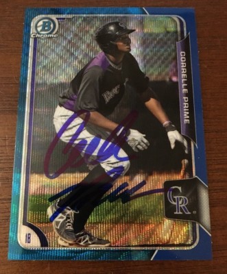 CORRELLE PRIME 2015 BOWMAN CHROME BLUE AUTOGRAPHED SIGNED AUTO CARD ...