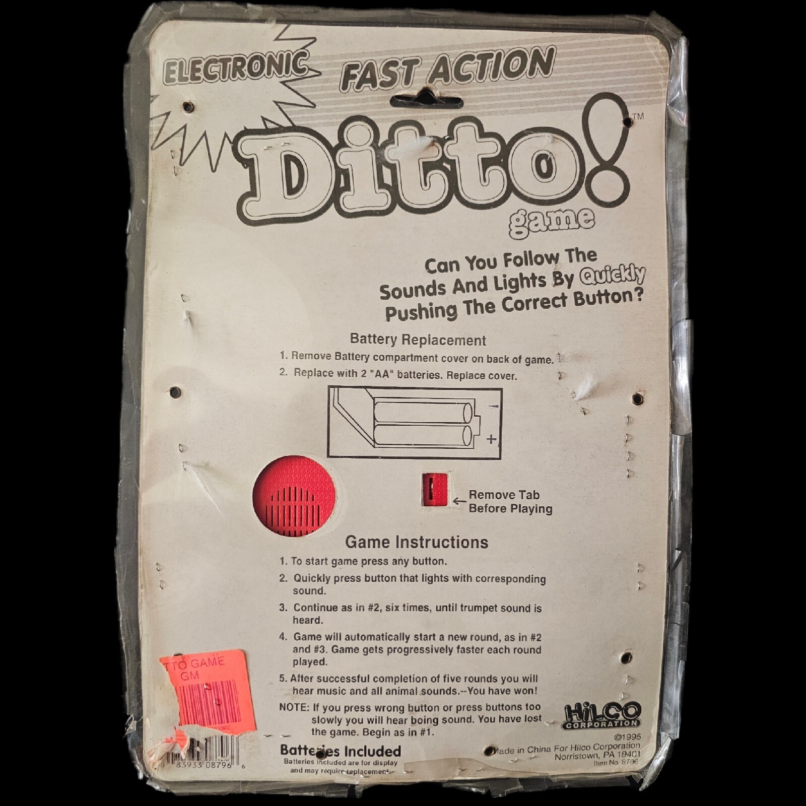 1995 Vintage Hilco Corporation Ditto! Red Electronic Handheld Game New ...