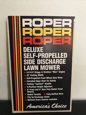 ROPER Outdoor Power Equipment Dealer Advertising Sign America’s Choice ...