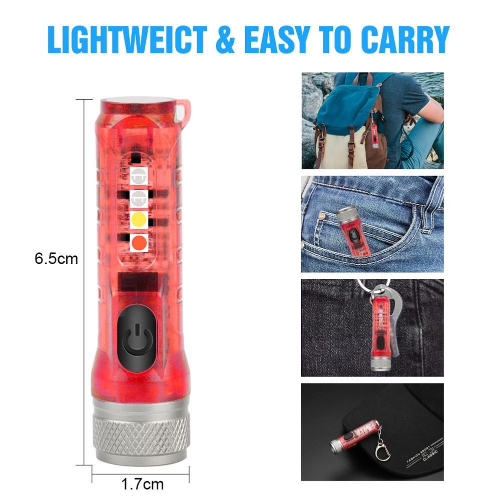 Mini Keychain Torch w/ Buckle USB Rechargeable Emergency Flashlight ...