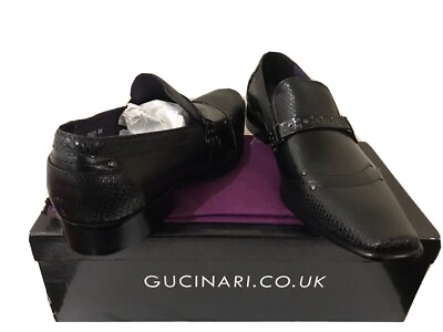 Gucinari Mens JP003 New GENUINE LEATHER UK44 Italian BLACK Smart ...