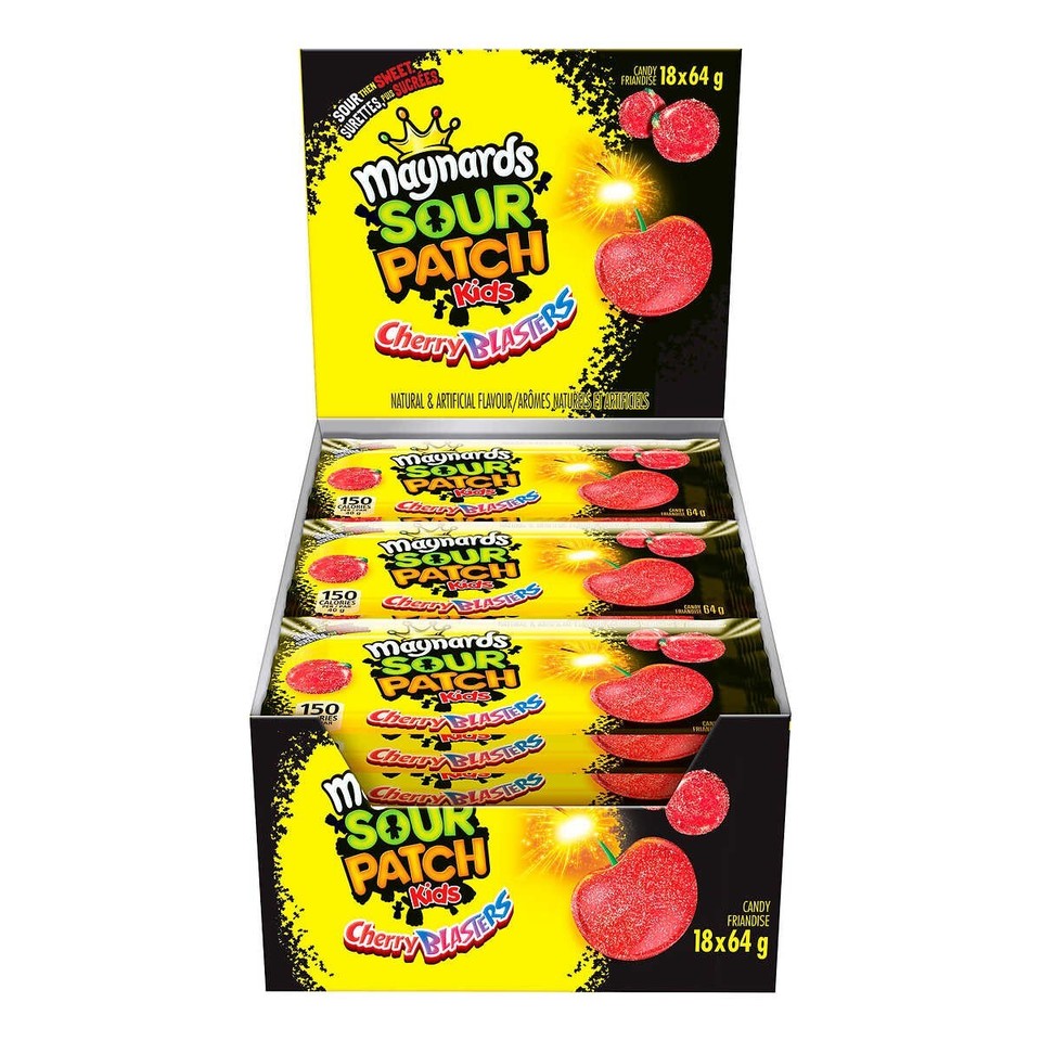 36 X Bags of Maynards Sour Patch Kids Cherry Blasters Gummy Candy 64g ...