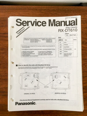 Panasonic RX-DT610 Radio Cassette Service Manual Supplement *Original ...