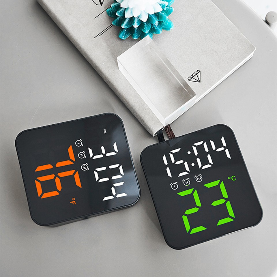 LED Digital Wall Clock Wall Time Temperature Humidity Display ...