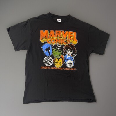 Marvel Superhero Graphic T-shirt Character Group Heroes Men's Size ...