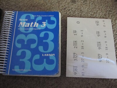 Saxon Math 3 Third Grade Home Study Teacher's Edition Larson Homeschool ...