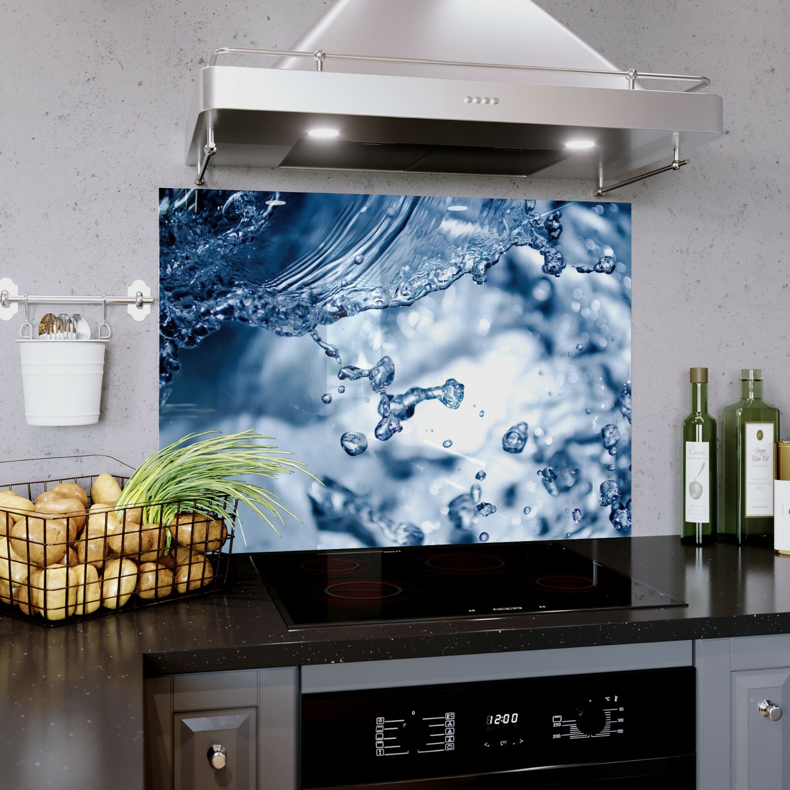 GLASS KITCHEN SPLASHBACK Tile Cooker Panel ANY SIZE Water Splash | eBay UK