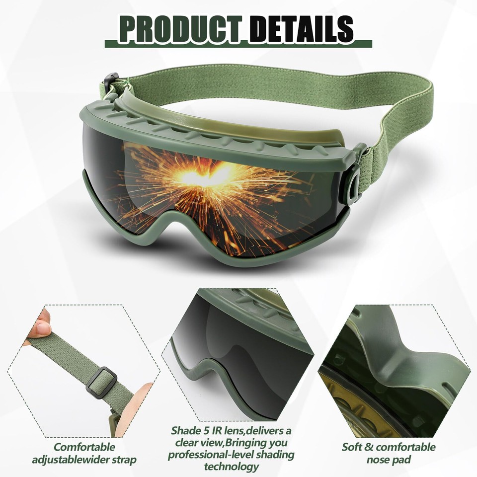 Welding Goggles Welding Safety Glasses Shade 5 IR Lens Cutting Torch ...