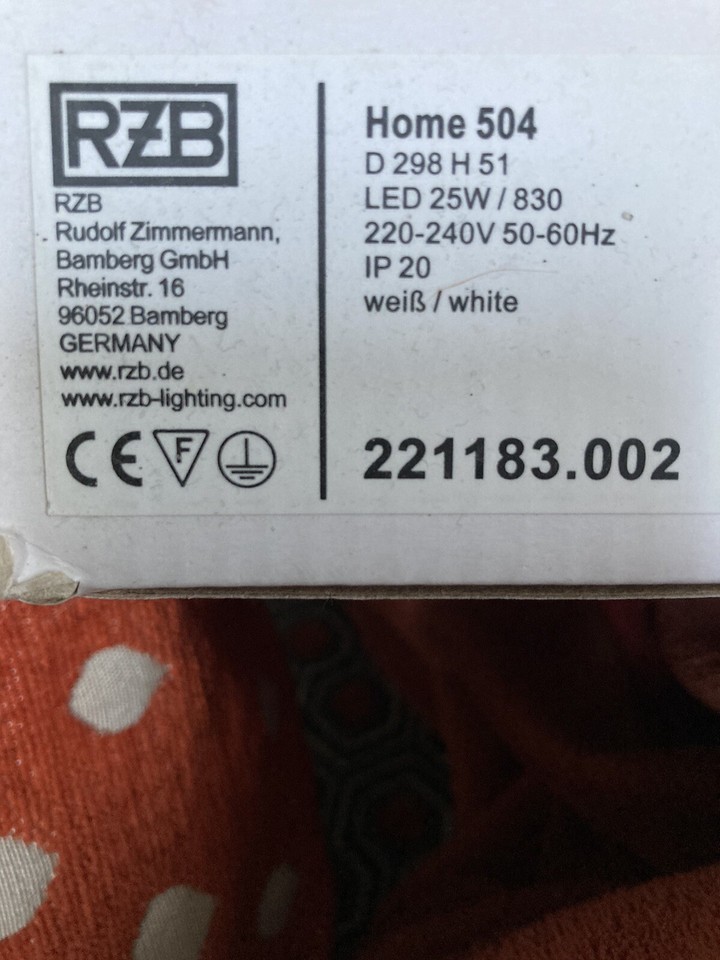 RZB Home 504 LED Wand-/Deckenleuchte 25W 830 1850lm Opal 300x51mm ...