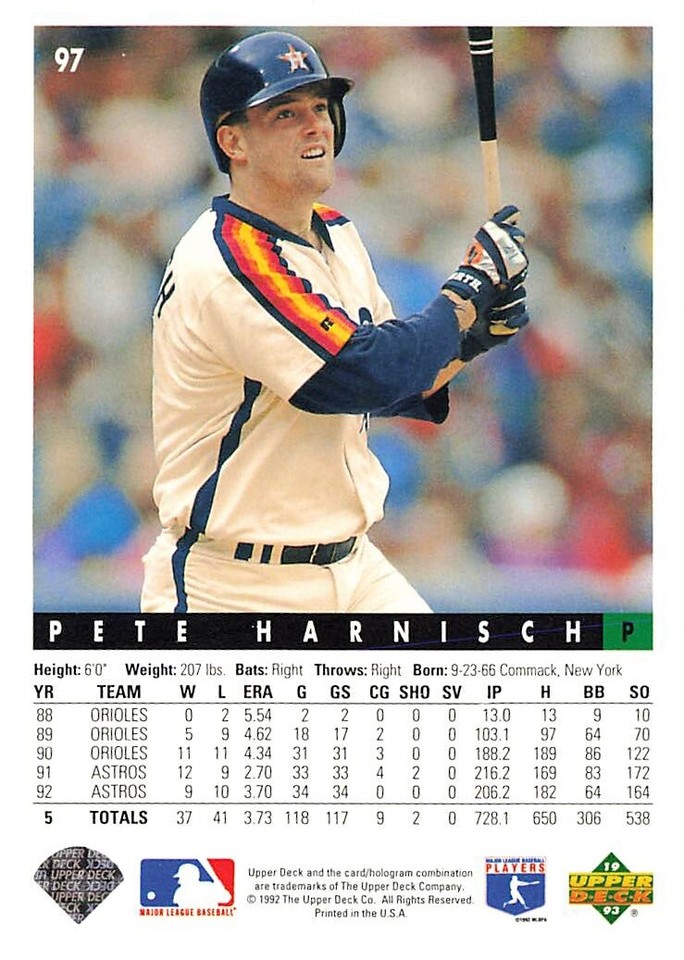 1993 Upper Deck #97 Pete Harnisch Houston Astros | eBay