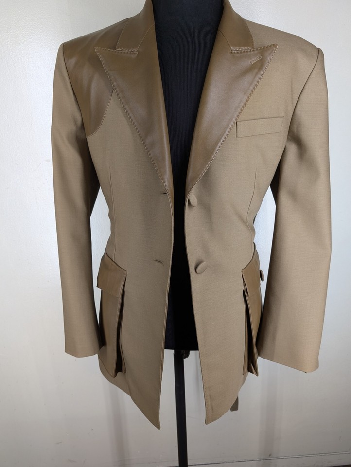 BR X PETER DO NEW Tuxedo Utility Blazer Wool +Leather To Fit US Size 44 ...
