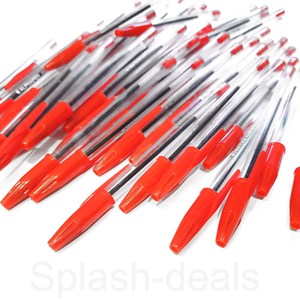 100 Red Ballpoint Pens Medium Tip - Bulk Buy Clearance - Multi Buy ...