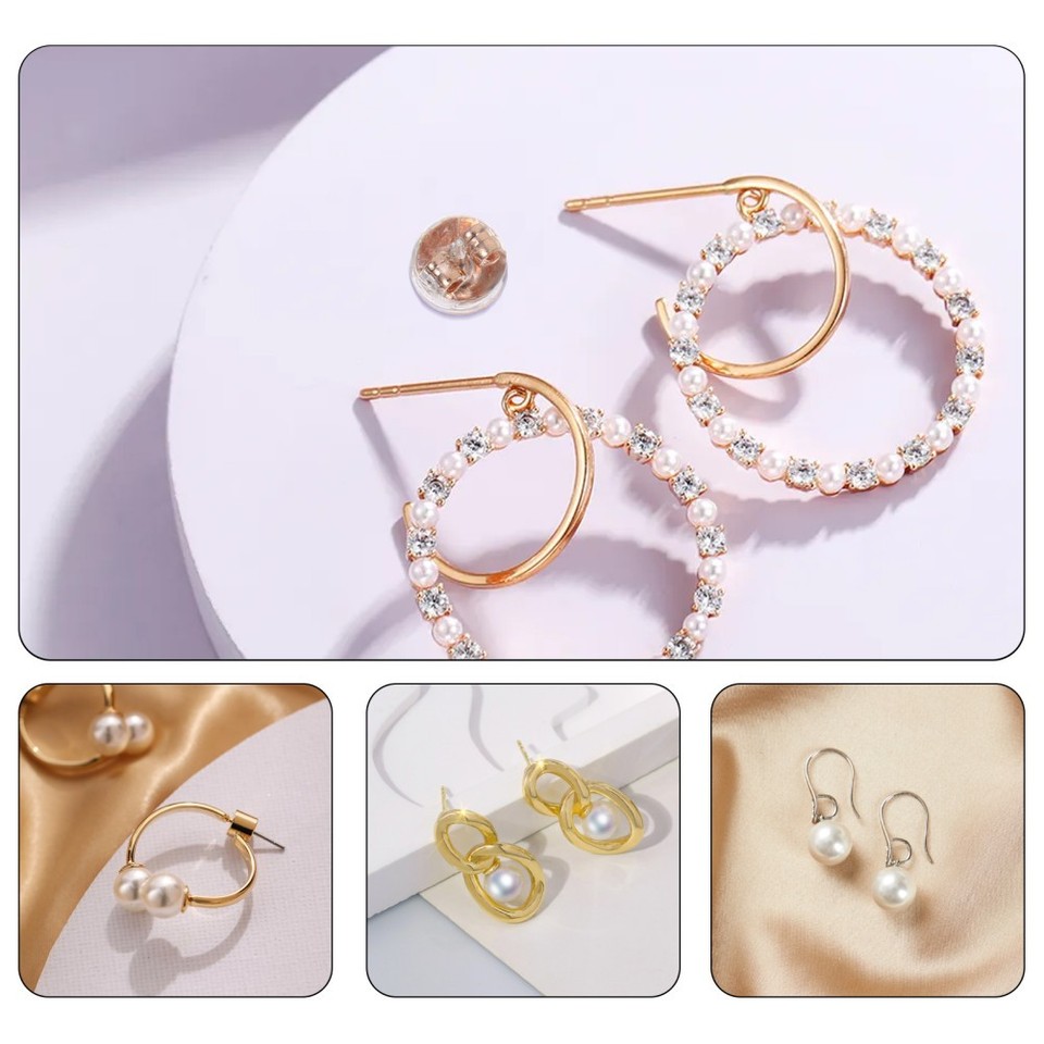 60Pcs Gold Silicone Earring Backs Durable Soft Safety Backs for Ear ...