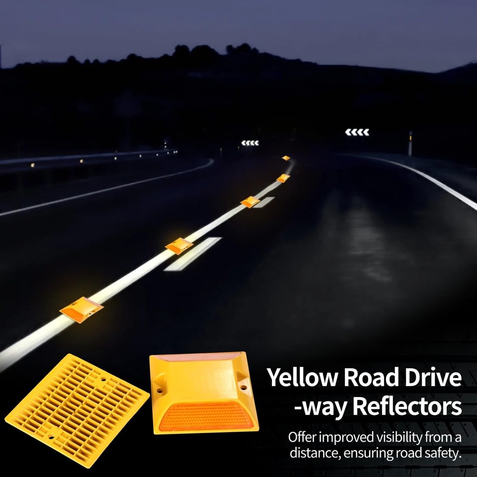 30 Pcs Road Reflectors, Reflective Street Pavement Markers, 3.7Ã—3.7 ...