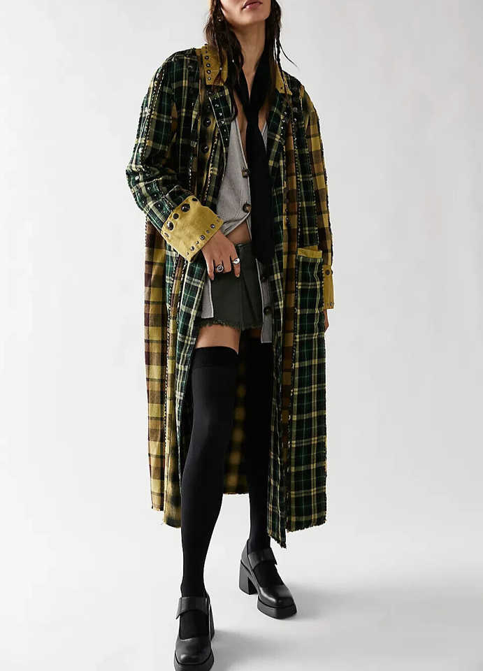 Free People NWT Size Large FABULOUS Rodeo Plaid Duster Jacket New | eBay