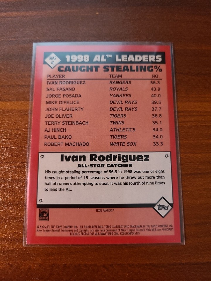 2021 Topps '86 Topps All Star #86AS40 Ivan Rodriguez *1618 | eBay