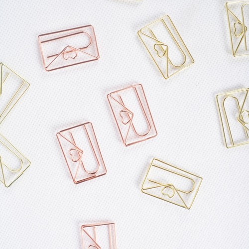 10 Pcs Envelope Paper Pin Clip Heart Bookmark Paperclip Metal Clips ...