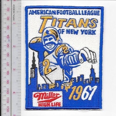 Beer Football New York Titans & Miller High Life AFL 1961 Patch vel ...