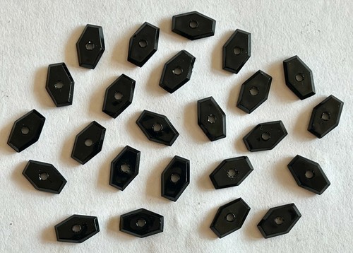 24 Gorgeous Vintage Small Czech Jet Black Hex Cabochons Cabs w/ Center ...