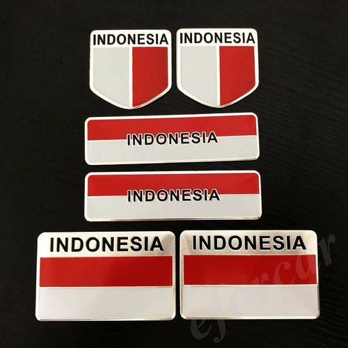 6pcs Metal Indonesia Flag Car Trunk Rear Fender Emblem Badge Decal ...