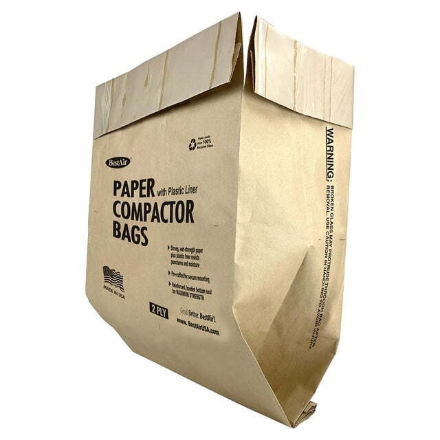 Heavy Duty Paper Trash Compactor Bags, Pre-Cuffed, 8 Bags for Your Home ...