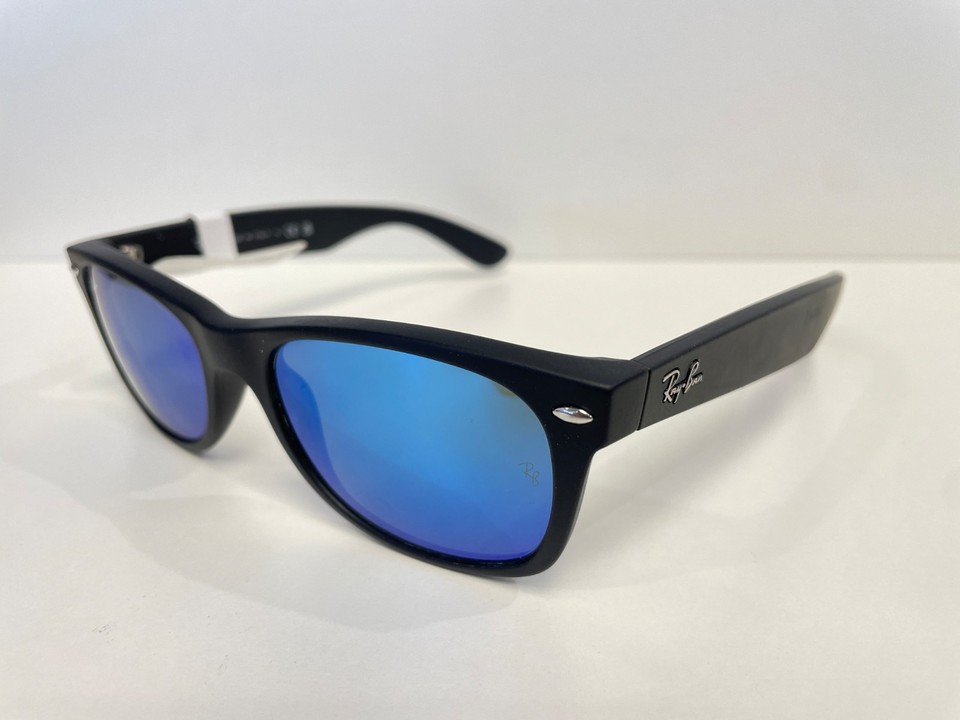 RAY-BAN RB2132 622/17-52 New Wayfarer 52mm Sunglasses Black/Flash Blue ...