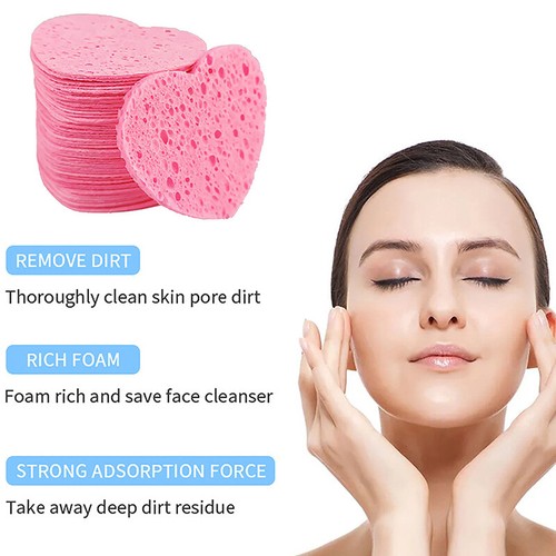 20/50pcs Heart-Shaped Facial Sponges Compressed Face Cleansing Washing ...