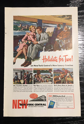 1948 New York Central Railroad Vintage Print Ad Luxury Coaches Holidate ...
