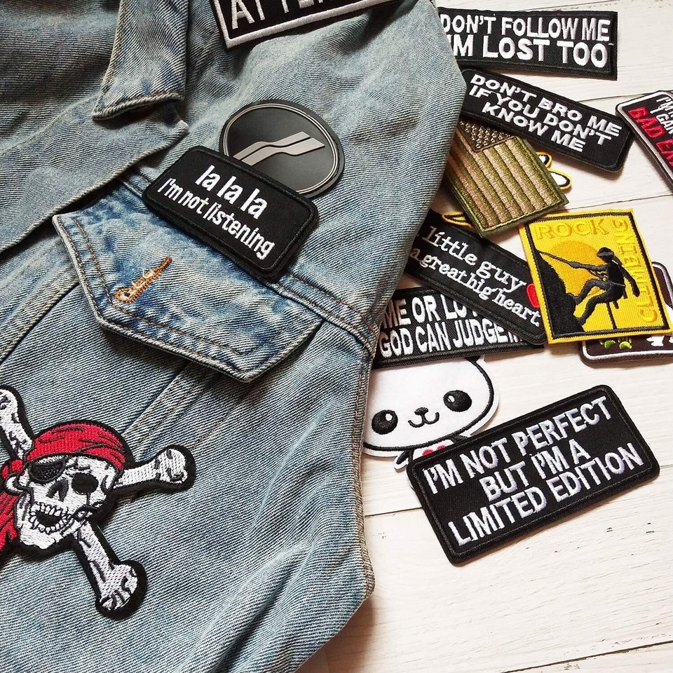 25Pcs Assorted Iron on Word Patches for Motorcycle Biker Vest Different ...