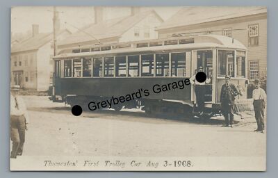 RPPC First Trolley Car in THOMASTON CT Connecticut 1908 Real Photo ...