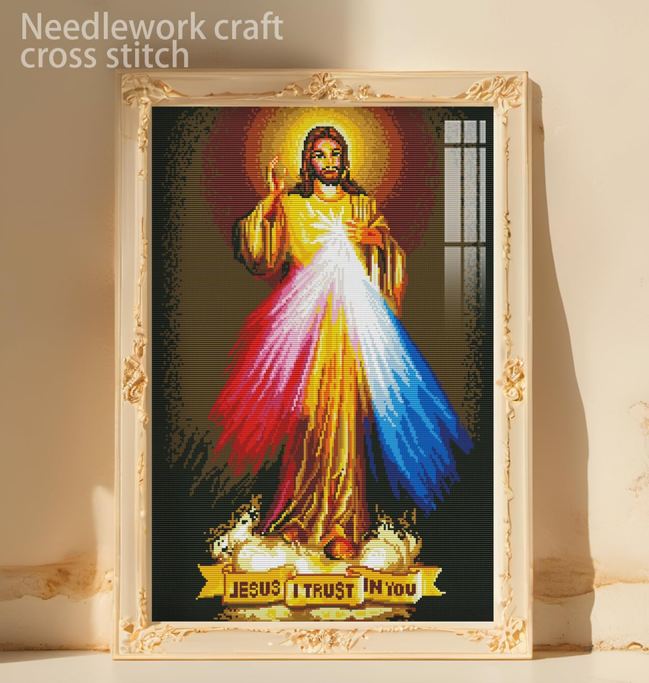 DY1025 Divine Mercy Cross Stitch Kits, 11Cteasy Funny Preprinted Pre ...