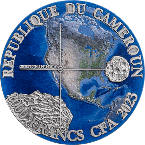 2023 Cameroon Meteorite Geography Gold Basin 50g Silver Antiqued Coin ...