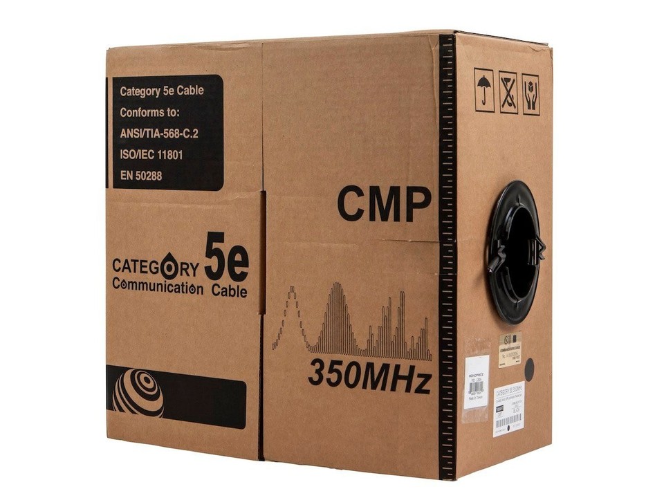 Cat5e Ethernet Bulk Cable Solid 350Mhz UTP CMP Plenum Copper 24AWG ...