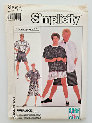 80s Simplicity Sew Pattern 8561 Unisex Shirt & Pants/Shorts Chest 42-44 ...