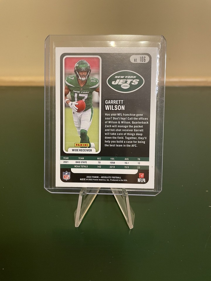 2022 Panini Absolute Football Garrett Wilson Rookie Card RC #106 New ...