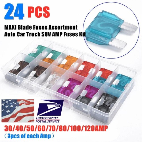 24PCS Large MAXI / APX Blade Fuse Assortment Auto Car Truck SUV 30A ...
