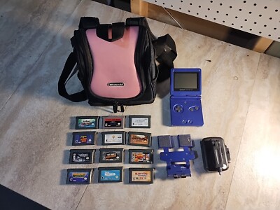 Nintendo Gameboy Advance SP AGS-001 Console GBA 12 Games, Case/Backpack ...